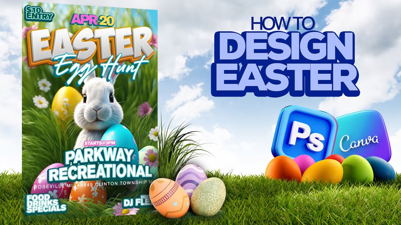 How to Design Holiday Stunning Easter Flyers | Premium PSD & Canva Assets Tutorial