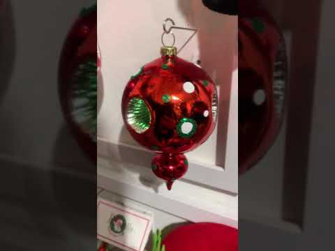Raz 6" Red with Green Dots Finial Glass Christmas Ornament 4124612