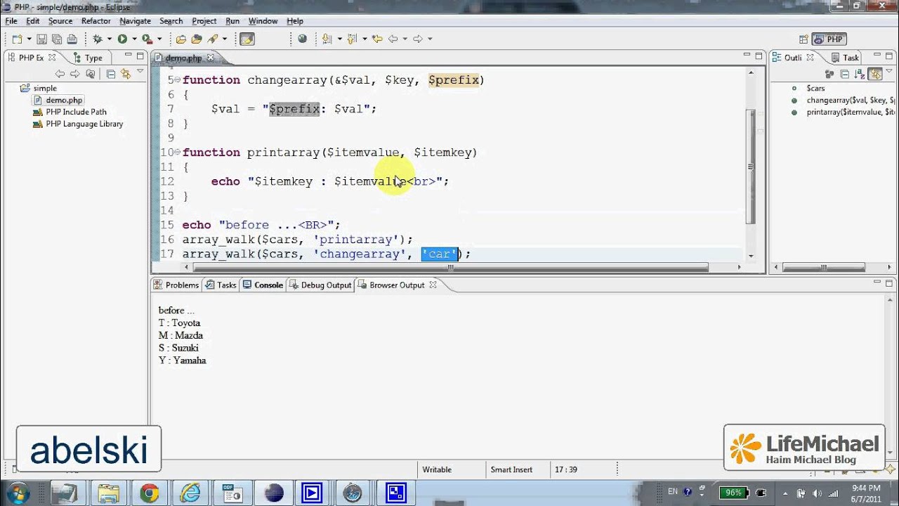 The walkarray Function in PHP