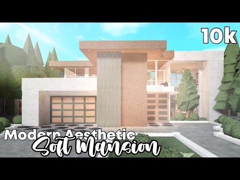 Roblox | Bloxburg: 10k Aesthetic Modern Soft Aesthetic Mansion- No Largeplot (FULL BUILD)