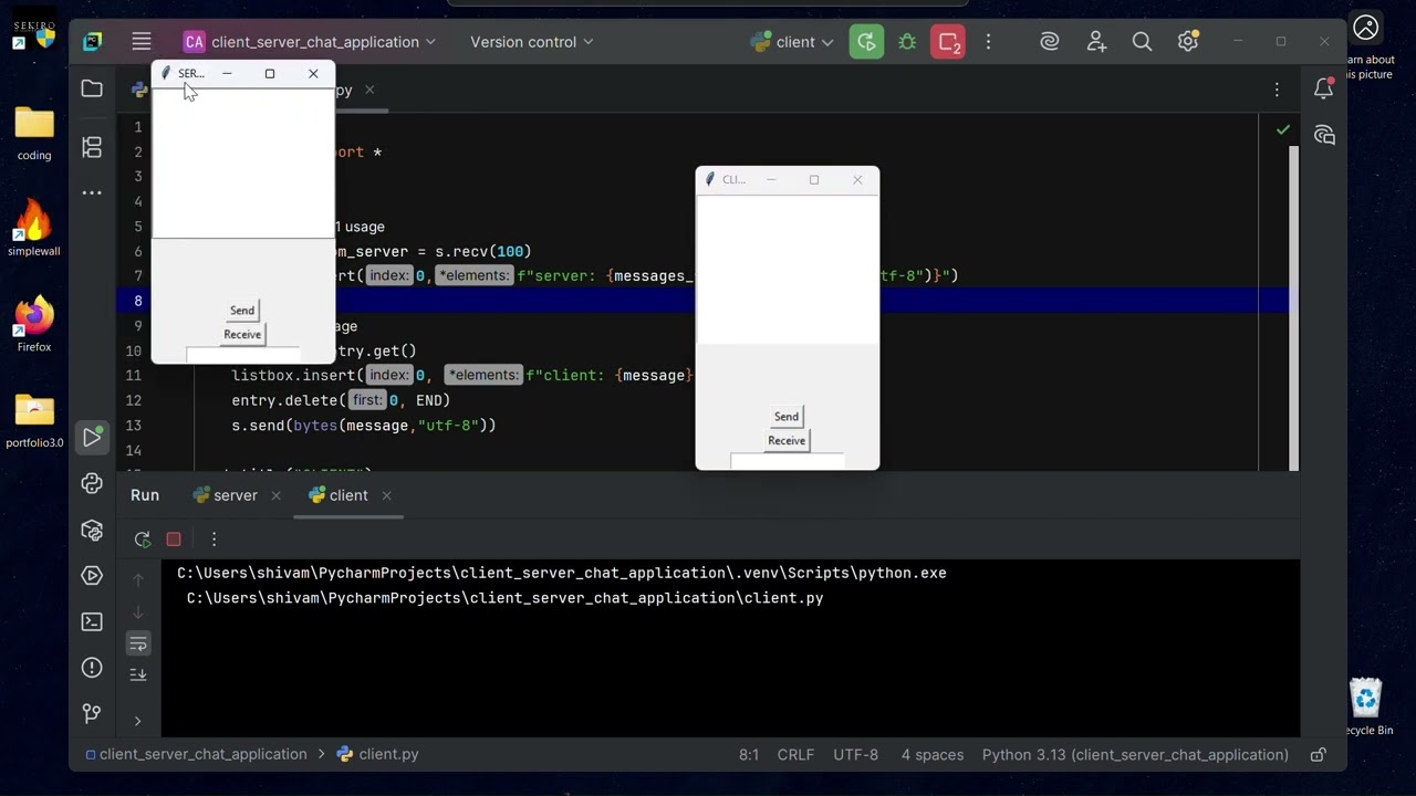 Python Socket Chat Application with GUI(tkinter)