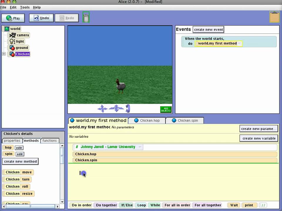 Programming with Alice - Methods