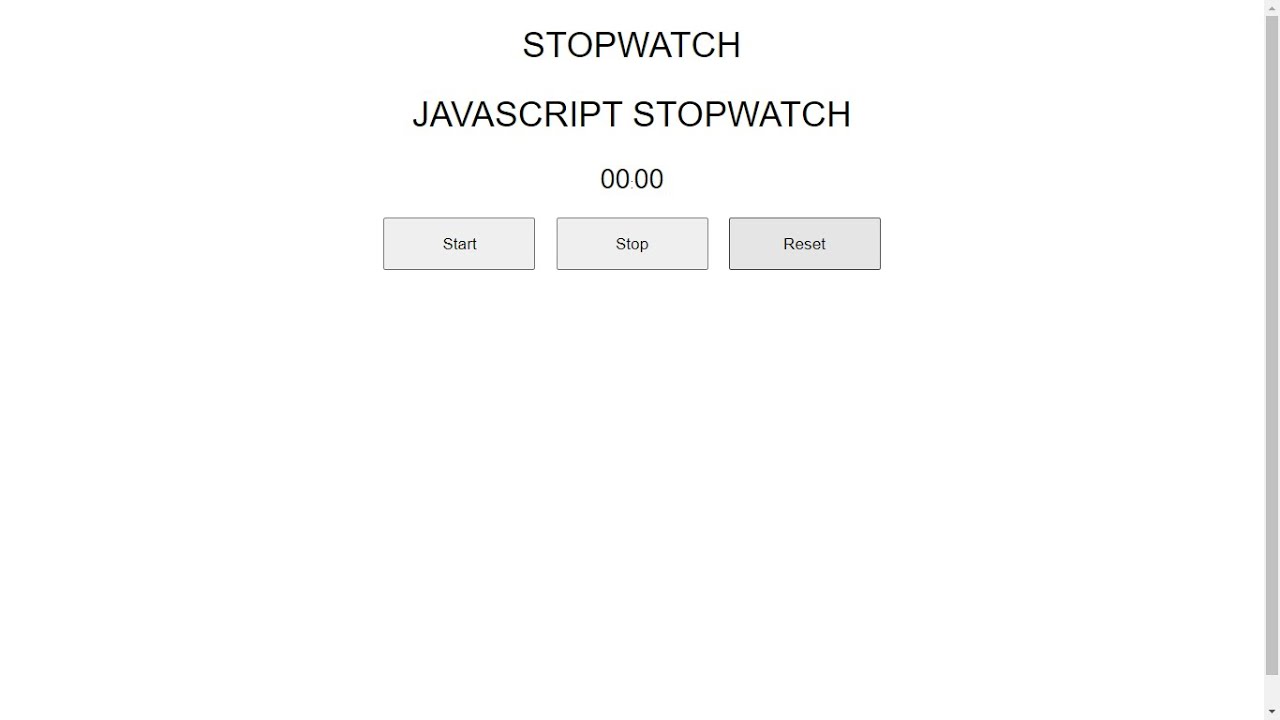 JAVASCRIPT Course Project Based Learning - Stopwatch Projects Using Javascript