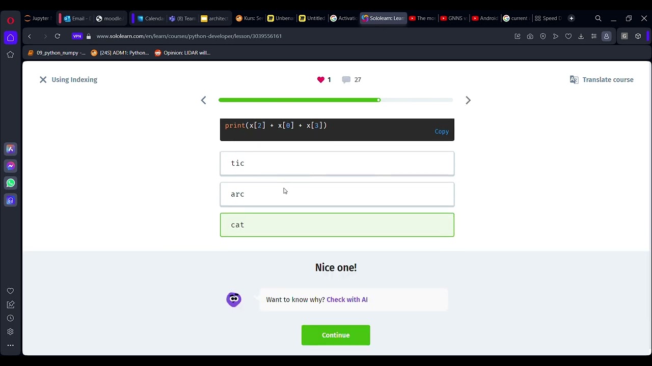 31 Using Indexing | Python Developer | Sololearn