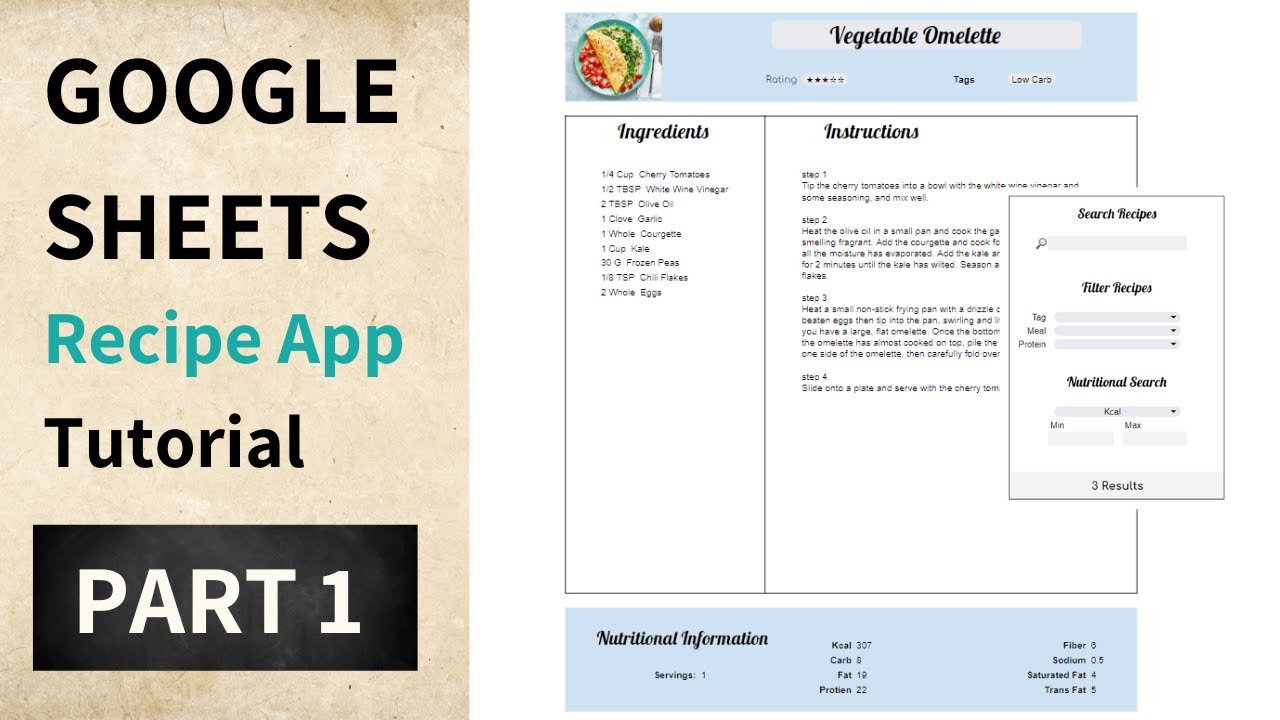 Build a Recipe App in Google Sheets (Part 1 – Recipe Book, Filters, and Search Bar)