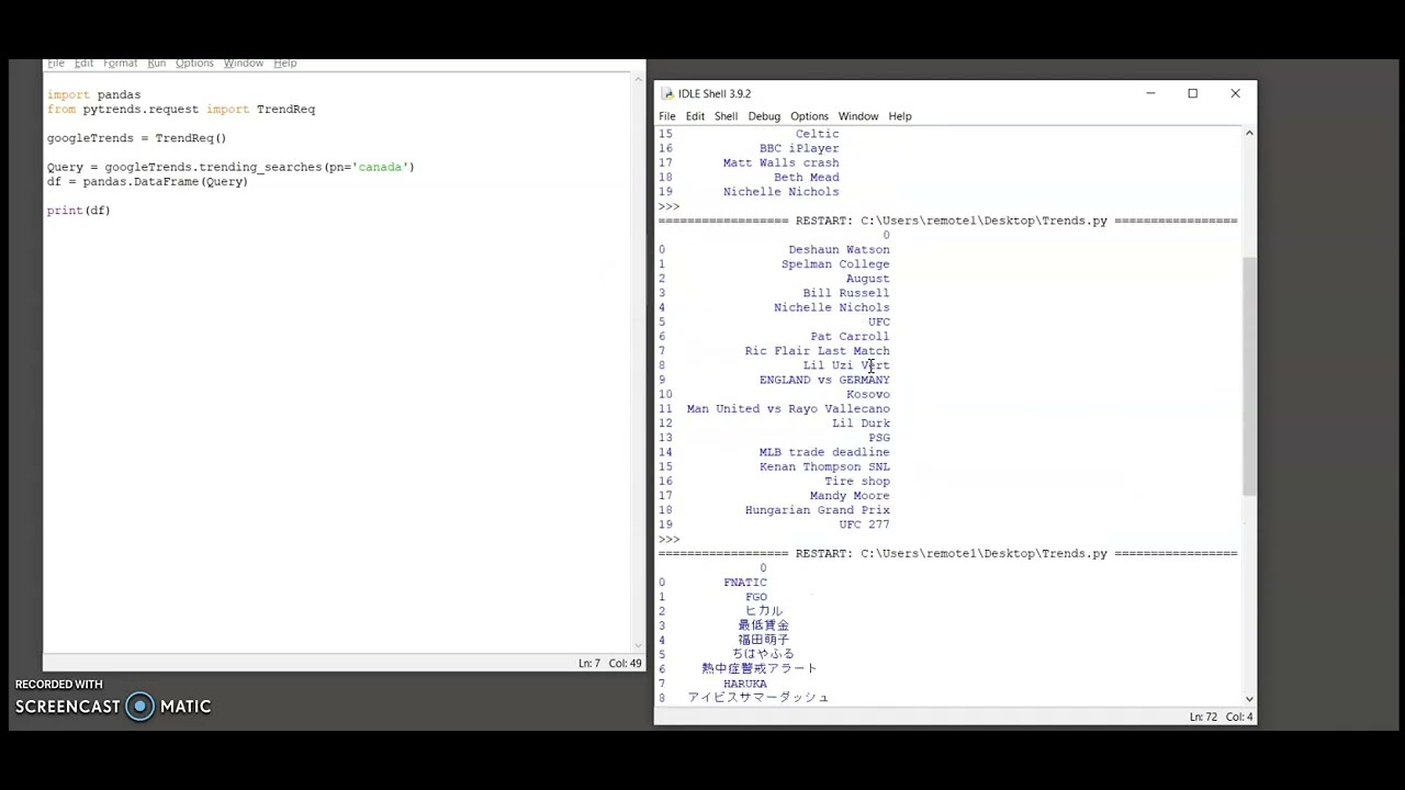 Python - Get trending searches from Google