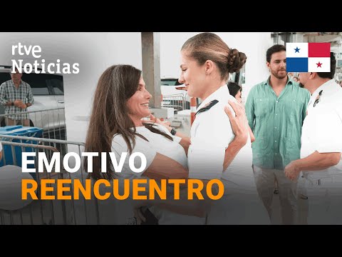La REINA LETIZIA visita a la PRINCESA LEONOR durante una escala del BUQUE escuela ELCANO en PANAMÁ