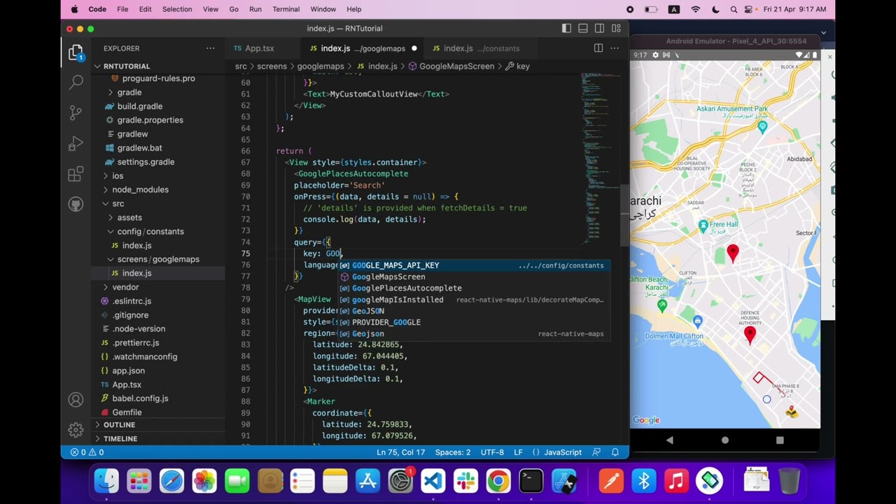 React Native Google Maps | React Native Google Places Autocomplete | Part 5