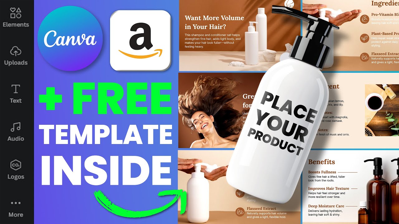 Amazon Listing tutorial in Canva for Beginners + Free Canva Template!