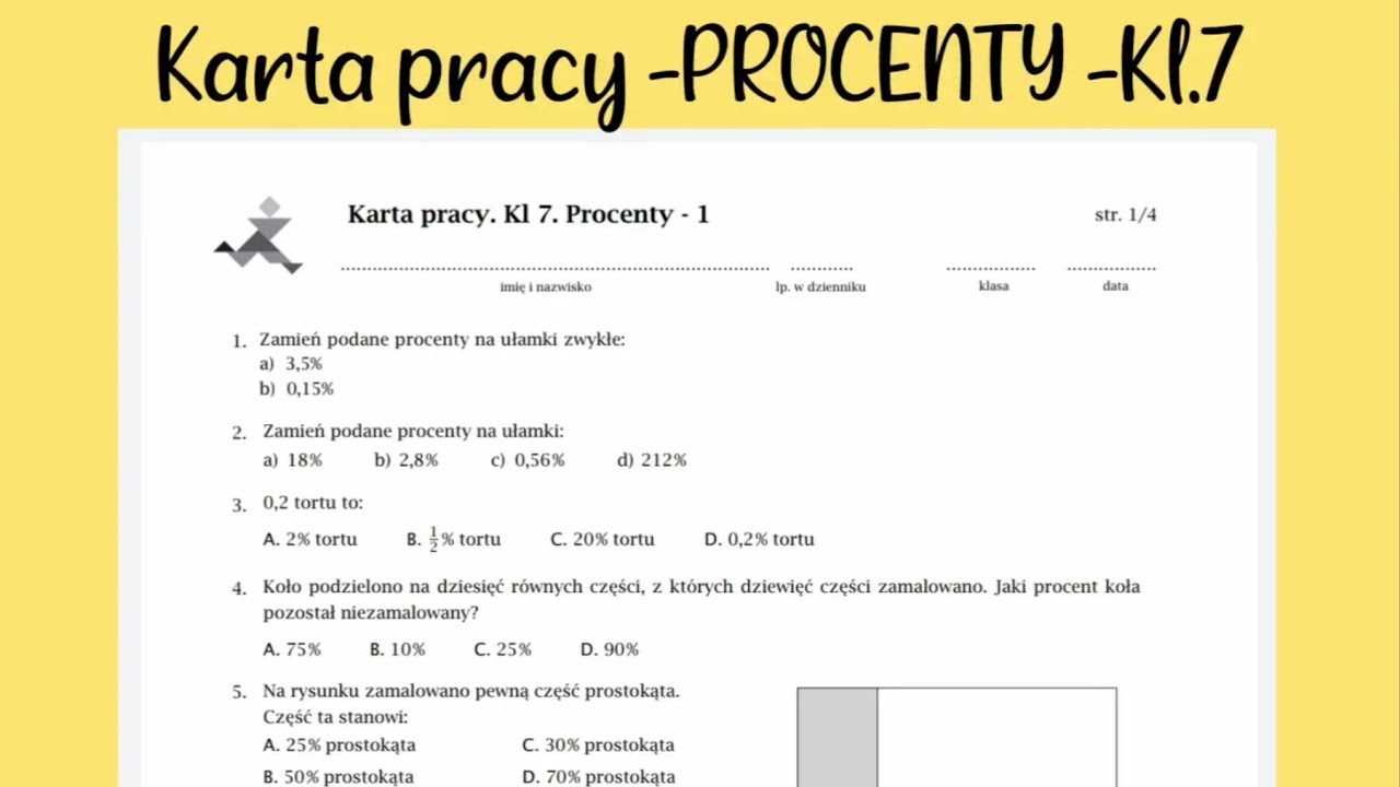 Procenty Klasa 7 Karta pracy GWO