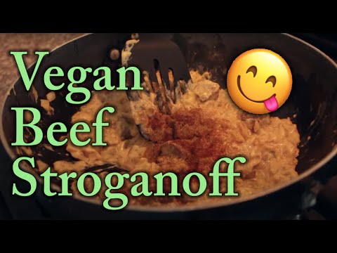 Try this super yummy VEGAN BEEF STROGANOFF! SO Delicious!