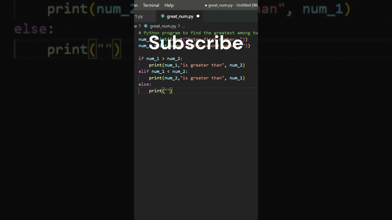 Find the Greatest among Two Number in Python #shorts #short #coding
