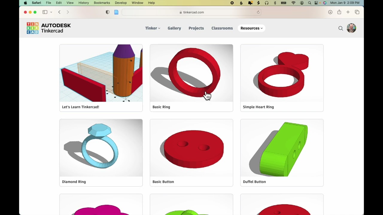Create and export the ring designs from Tinkercad