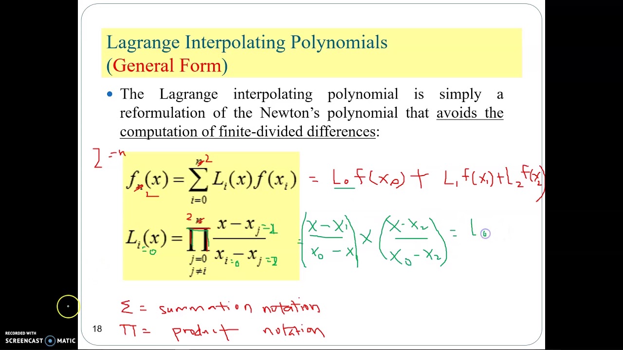 Interpolation Curve Fitting Part 3 Lagrange Interpolating Polynomial