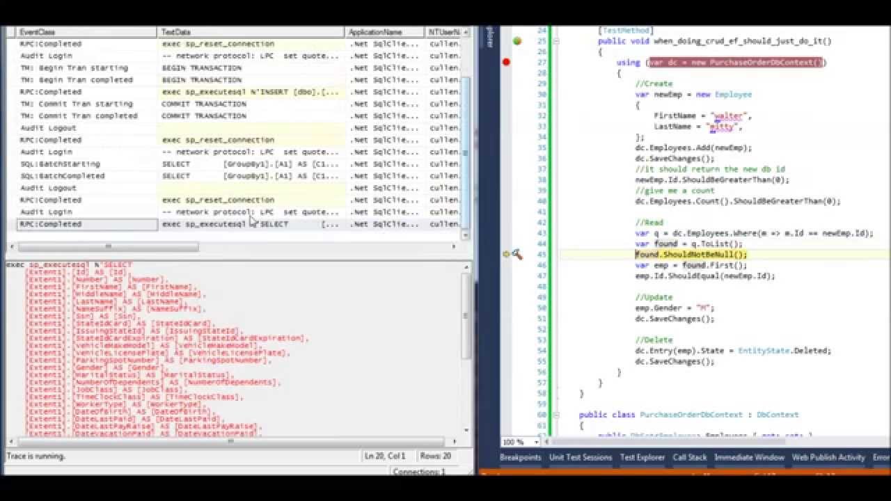 Entity Framework in Action with SQL Profiler
