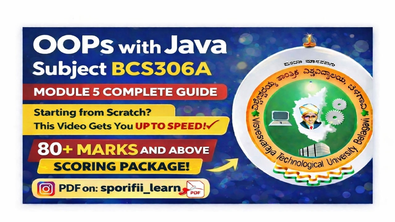 OOPS with Java – Module 5 | BCS306A💯Score 80+ Marks with This | VTU PDF on Instagram:@sporifii_learn