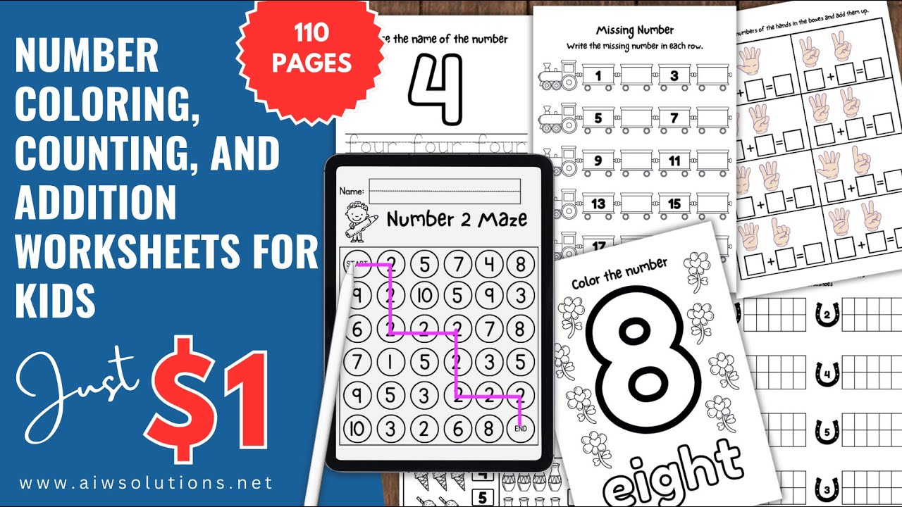 Number worksheets for kids, counting worksheets for toddlers #mathworksheets #kidslearningactivities