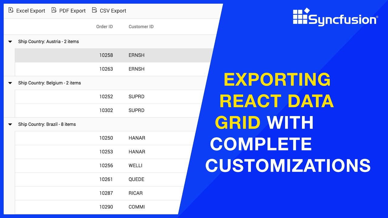 Exporting React Data Grid with Complete Customization