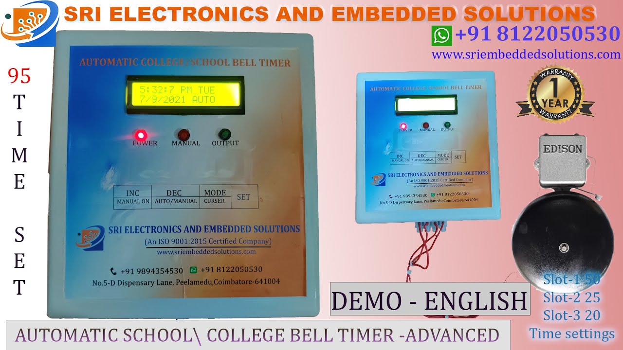 AUTOMATIC SCHOOL BELL TIMER - ADVANCED MODEL -DEMO AND WORKING VIDEO- ENGLISH VERSION
