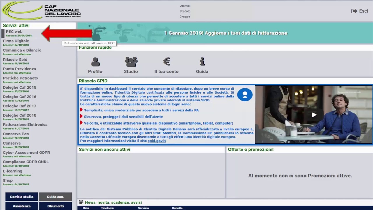 PEC WEB- Attivazione servizio