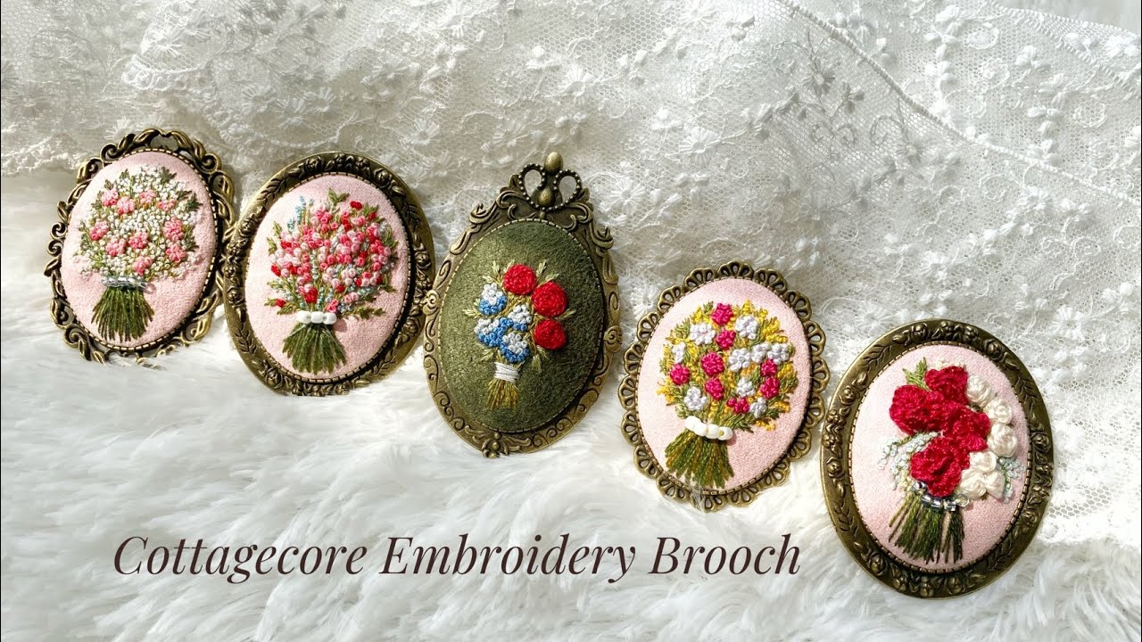 Embroidery Brooch - Cottagecore jewelry embroidery | handmade embroidery brooch