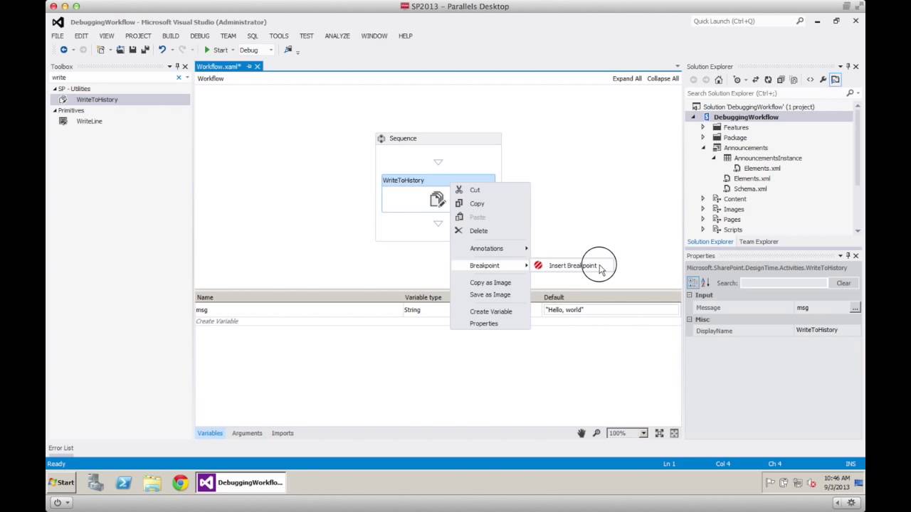 Quick Lesson - Debugging Workflows in SharePoint 2013