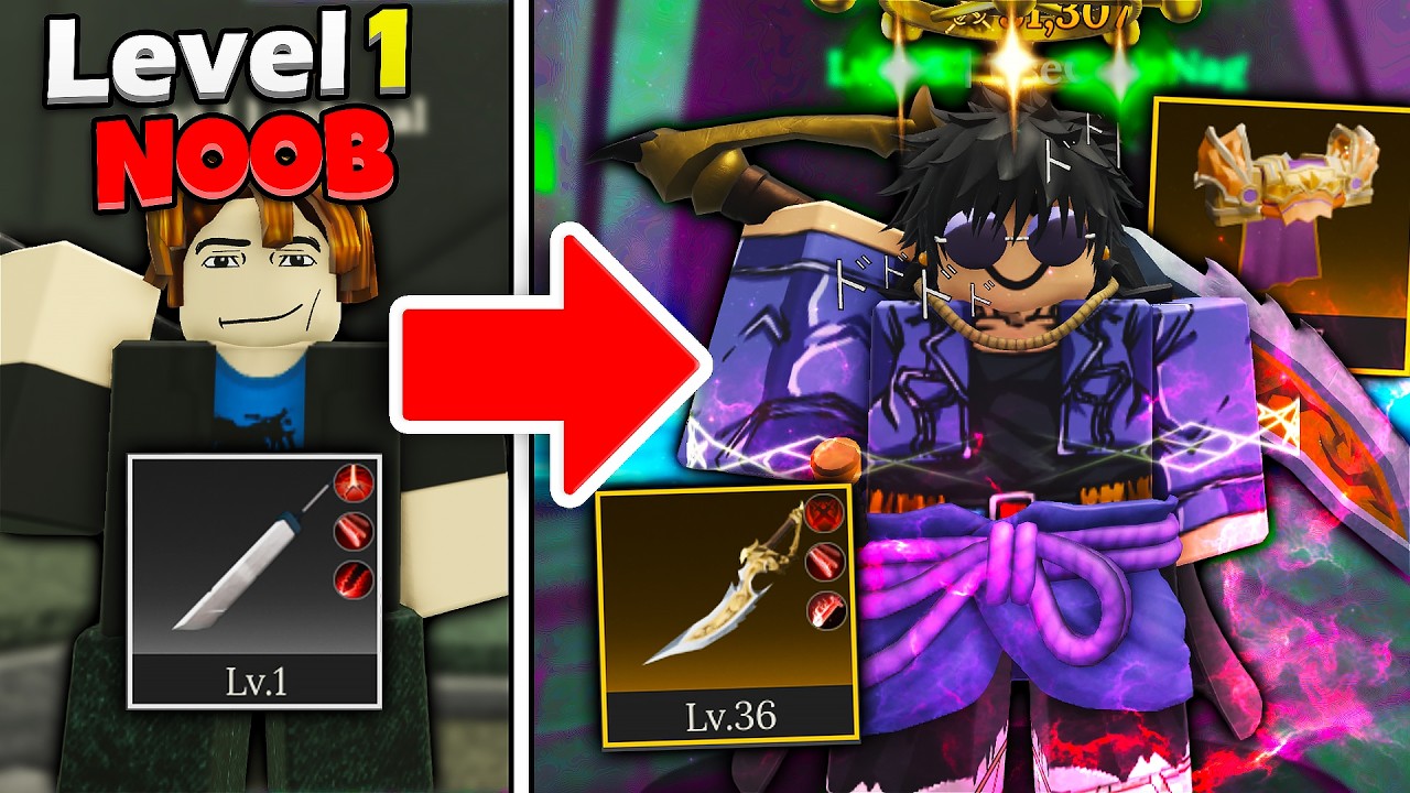 Starting as NOOB to LEGENDARY Gear Pro in Roblox Cursed Blade...