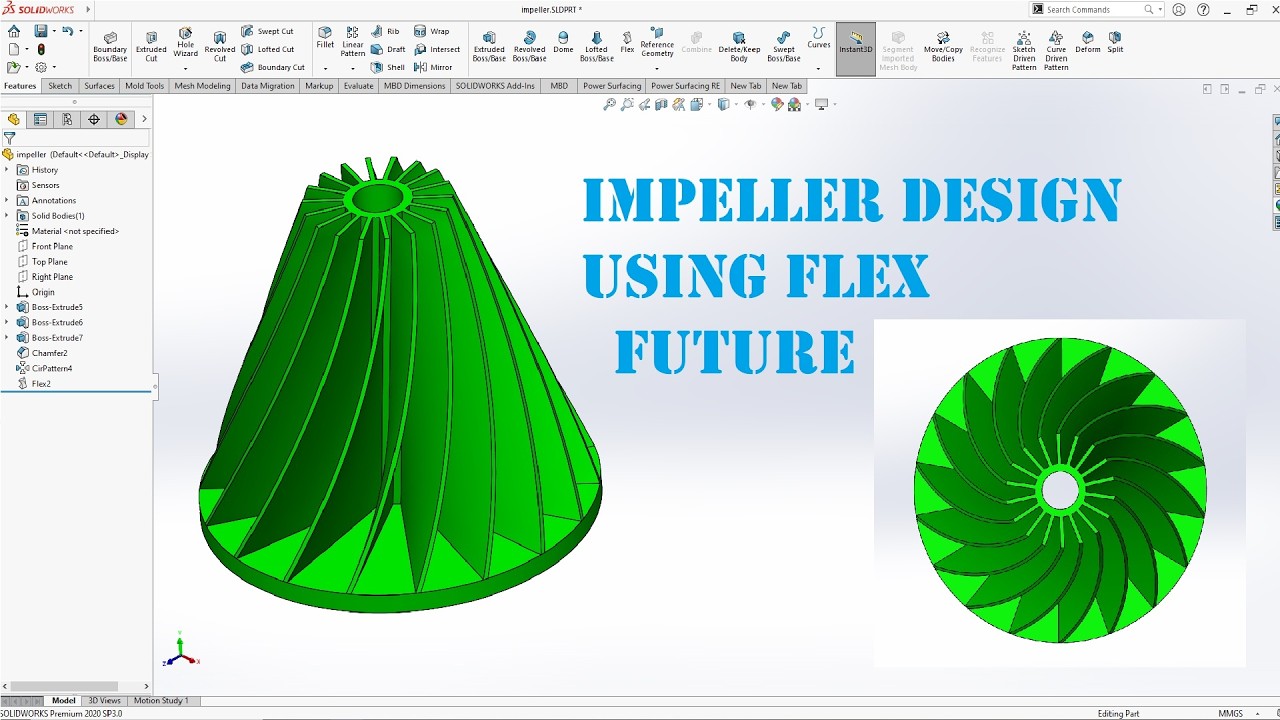 Impeller design in SolidWorks using Flex future