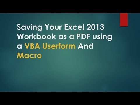 Use VBA UserForm To Save Excel WorkBook As PDF