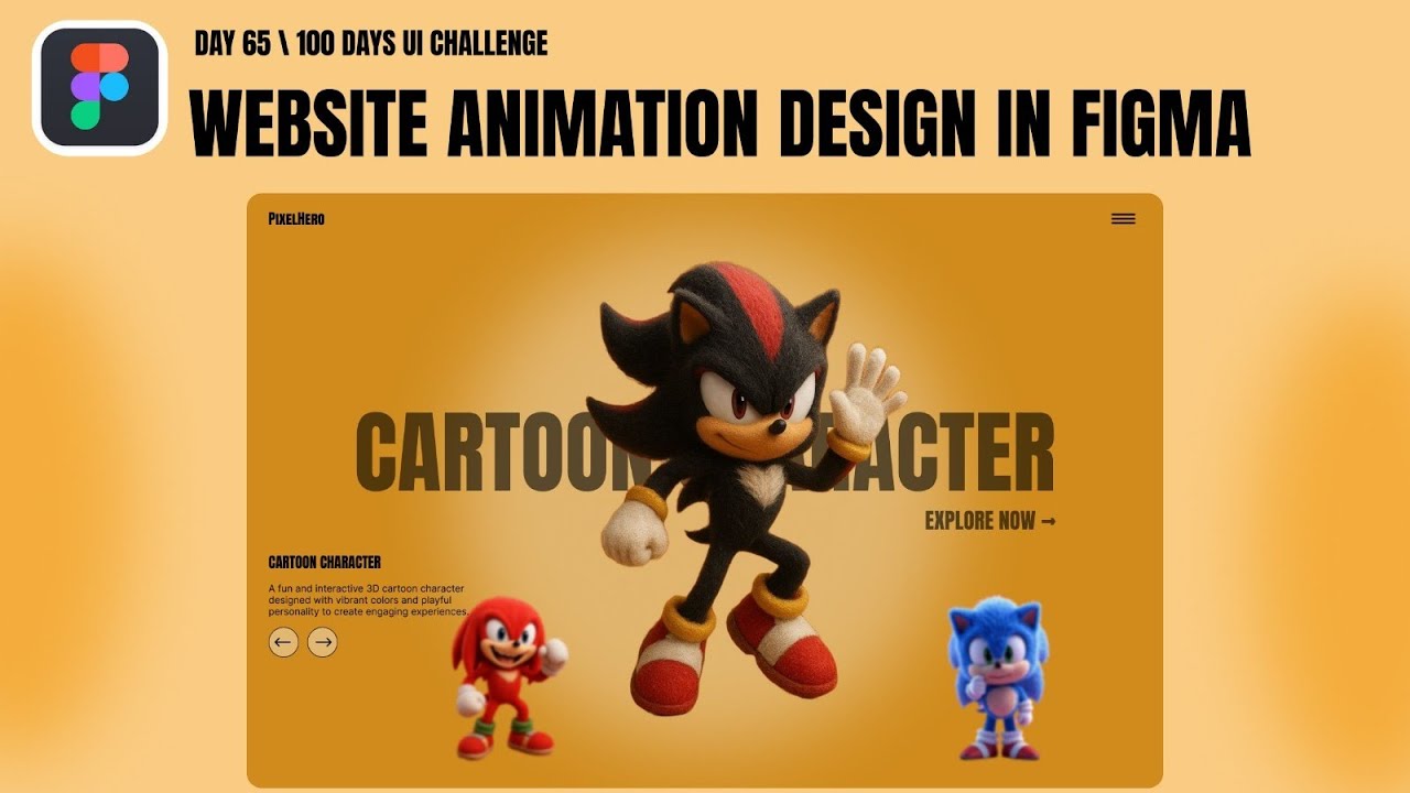 Day 65 – Cartoon Character Website Animation in Figma | 100 Days UI Challenge