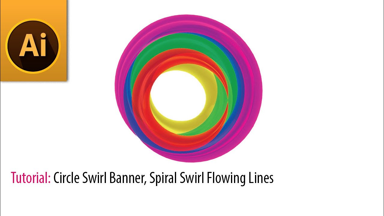 Illustrator Tutorial: Circle Swirl Banner, Spiral Swirl Flowing Lines 3d Vector Abstract Background