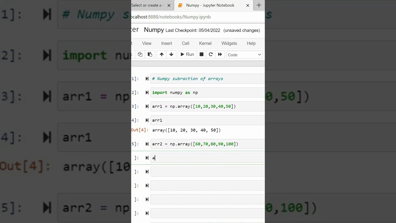 Subtraction of an array using Numpy