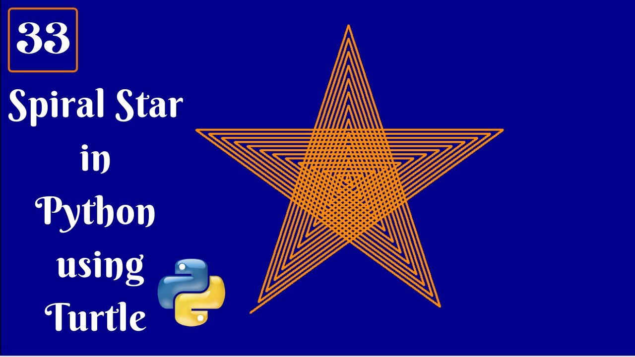Spiral Star in Python Turtle - Python Turtle Graphics Tutorial # 33 - draw star in python turtle