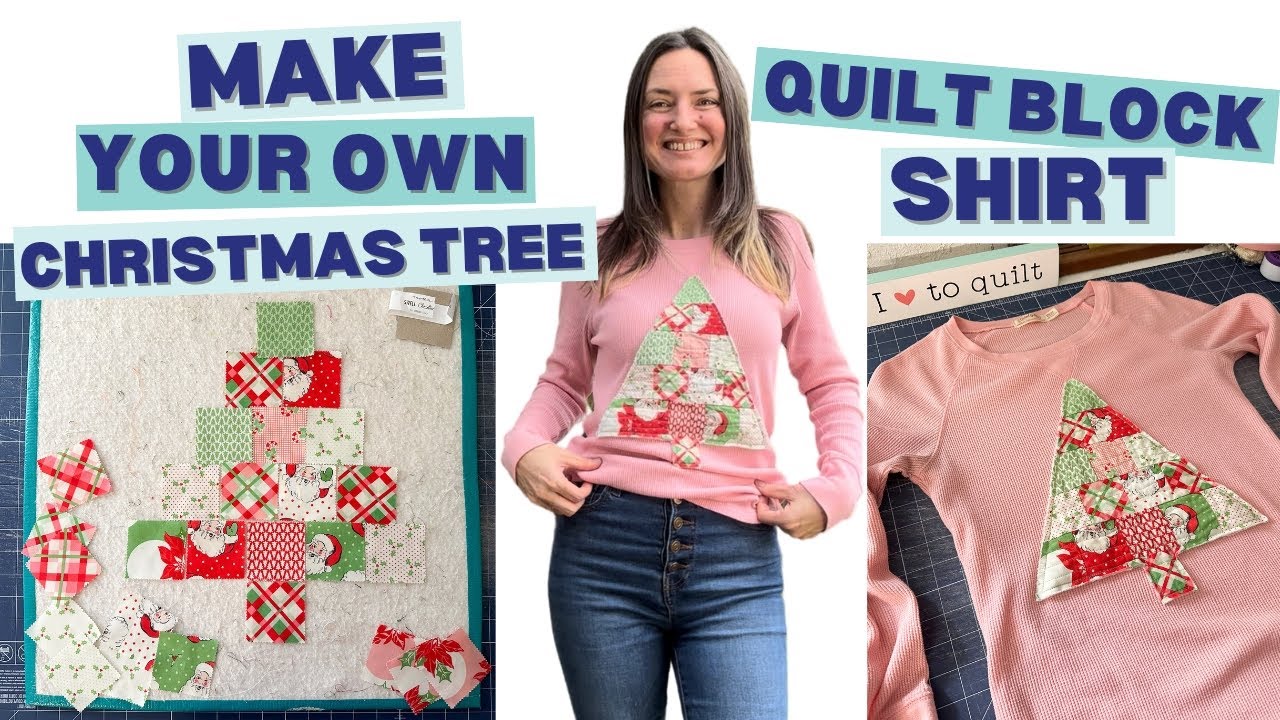 DIY Christmas Tree Quilt Block Shirt - Quick and Easy Sewing Tutorial #handmade #sewingtutorial