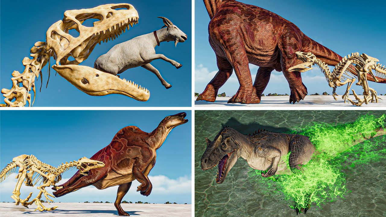 Allosaurus Skeleton Best Hunting & Battle Animations | Jurassic World Evolution 2 Mods