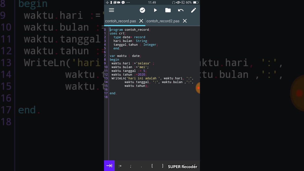 Record (Rekaman)  pada pascal