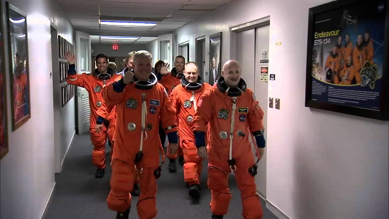 STS-134 Crew Suitup and Walkout