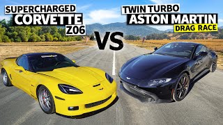 Supercharged Corvette Z06 Drag Races Aston Martin Vantage - UltraVid.io