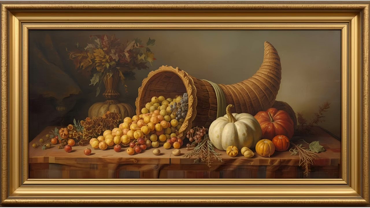 Thanksgiving cornucopia framed tv art wallpaper painting