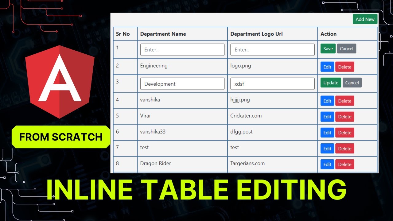 Inline Table Editing Angular 18 | Angular Crud with API