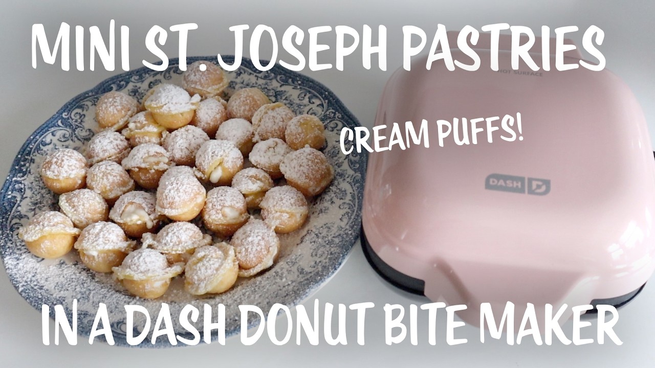 Mini St. Joseph's Day Pastries In A Dash Donut Bite Maker! Cream Puffs!