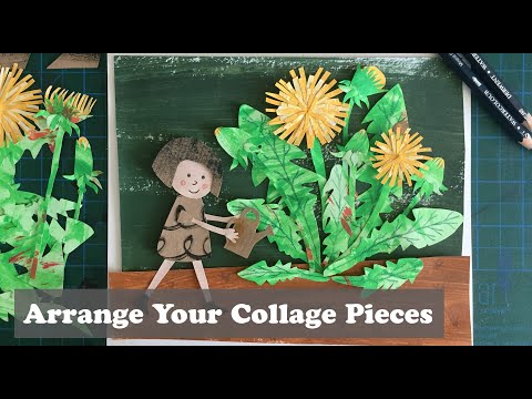 Using Sticky Tack To Arrange Collage Pieces - Children's Picture Book