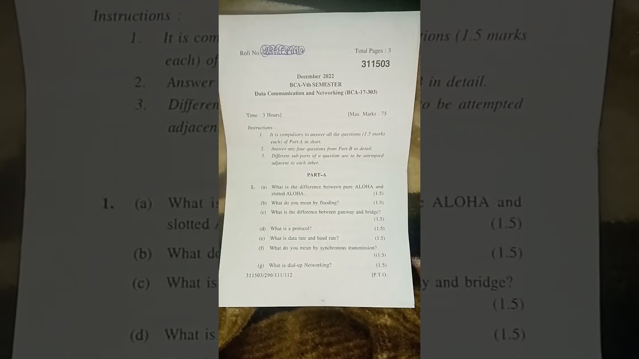 YMCA BCA data communication and network (DCN) 5th sem ppr