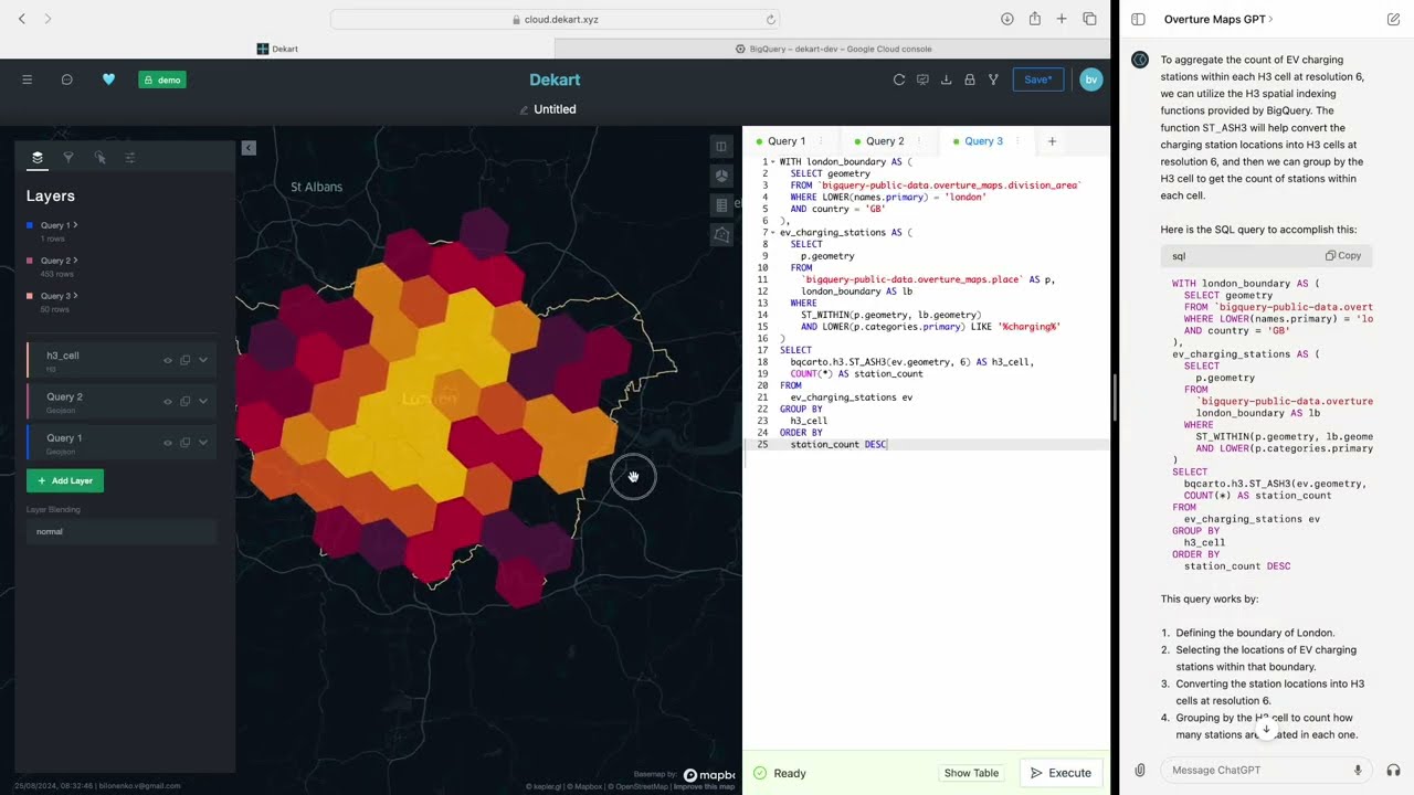 Query Overture Maps data on BigQuery using ChatGPT and Dekart