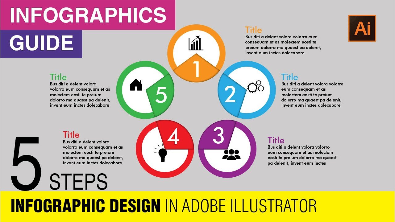 Five Options Infographic Design | Infographic in Illustrator | Illustrator Graphic Tutorial