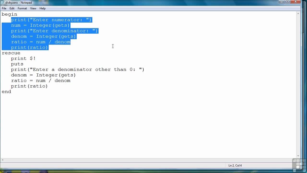 Ruby Programming Tutorial | Handling Exceptions - Part 1