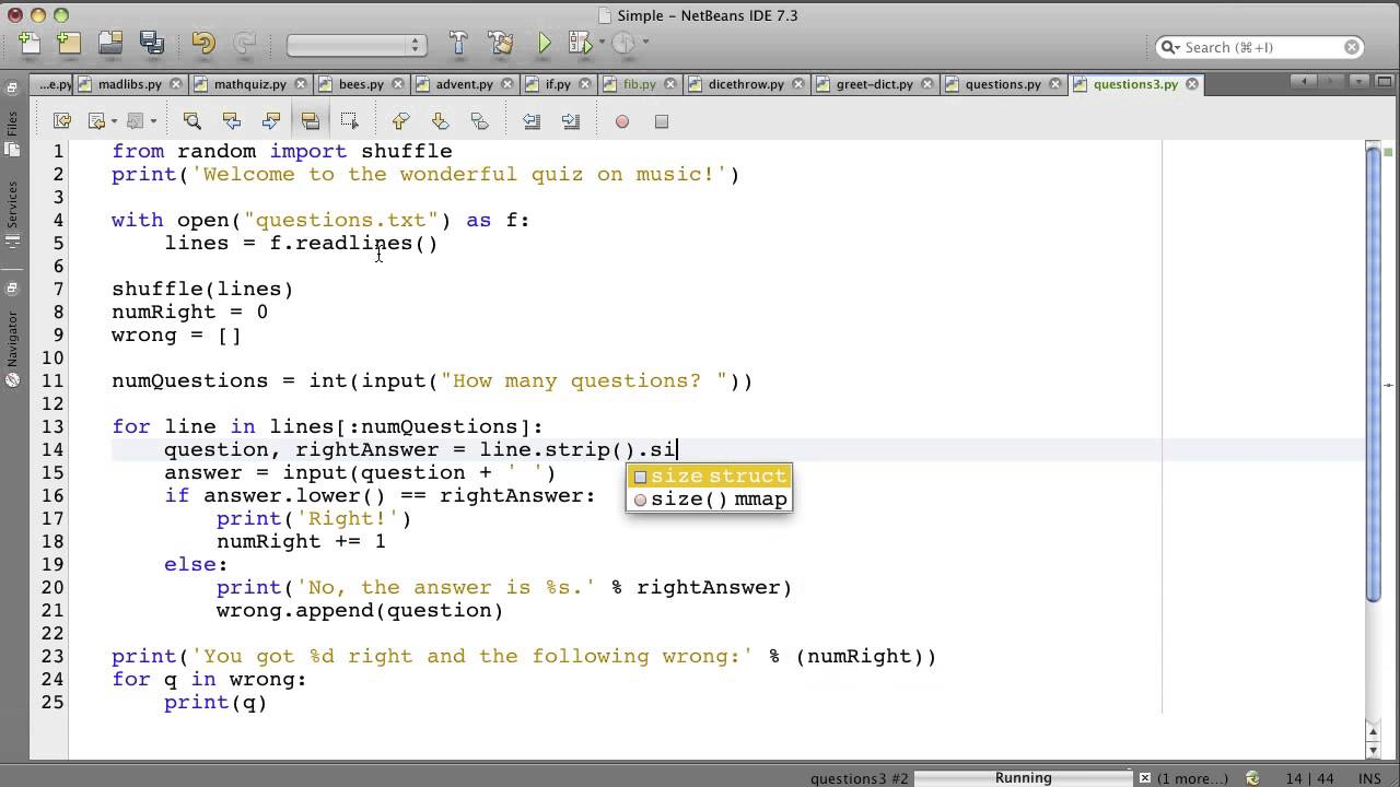 A Simple Python Quiz Program, Part 3
