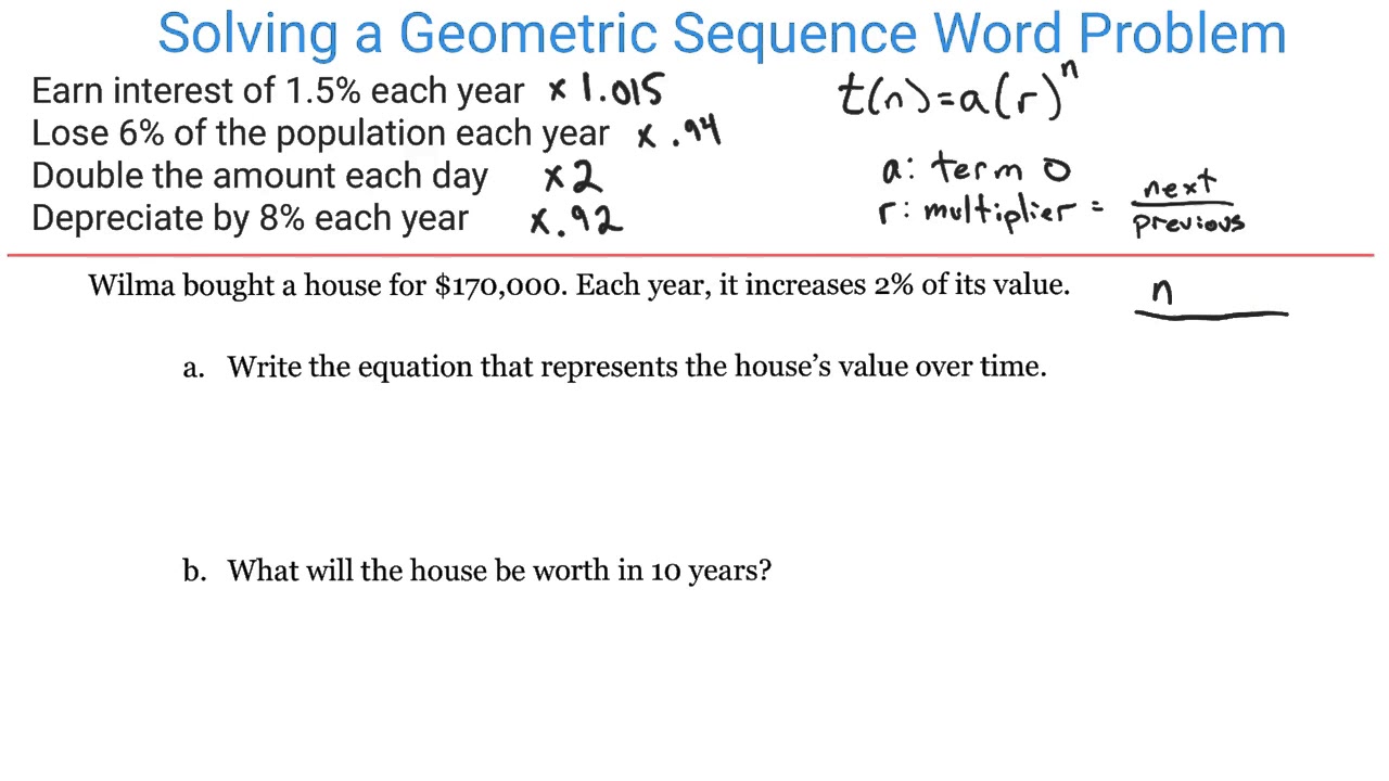 Solve Word Problems using Geometric Sequences