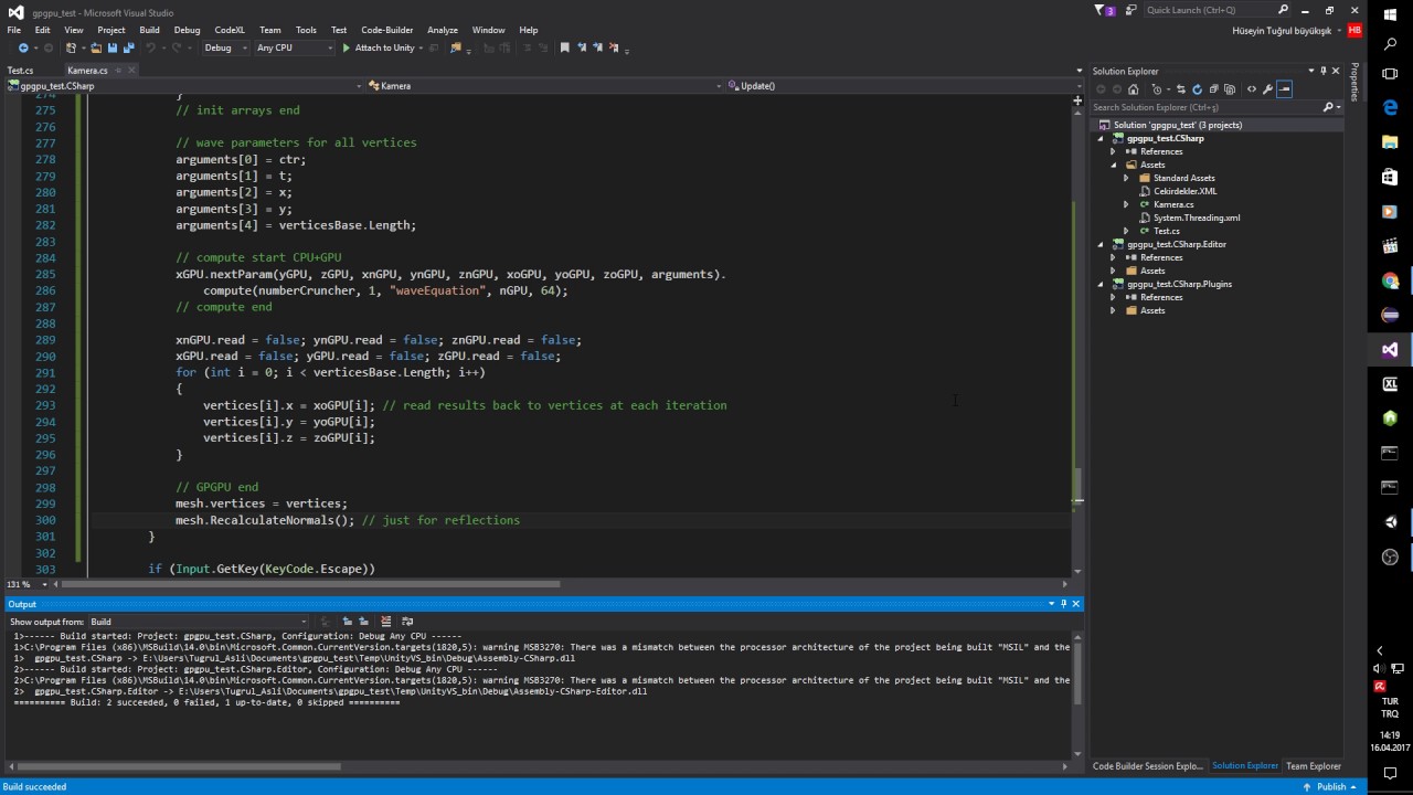 Unity: calculating wave equation with GPGPU