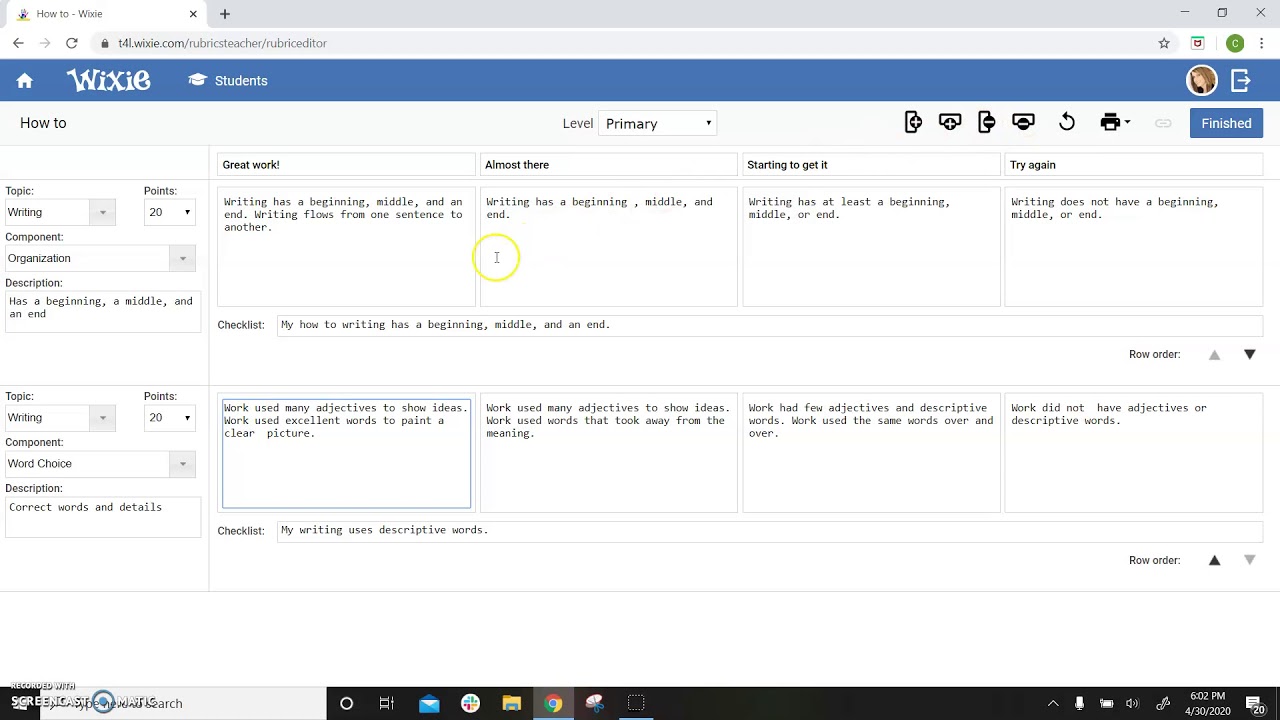 Create an assessment in Wixie